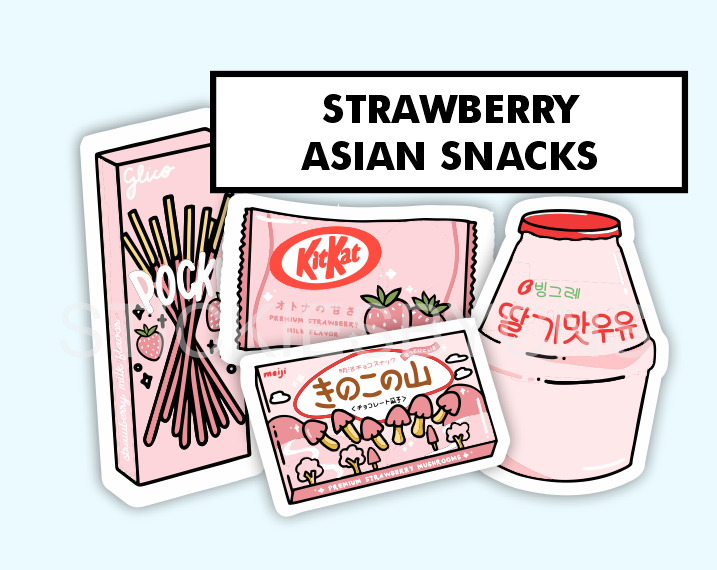 Strawberry Asian Snacks Sticker(s) - Stickies by C&S